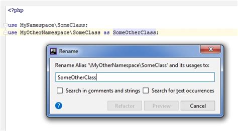 Phpstorm Refactor Shortcut To Give An Alias In Use Statement Stack
