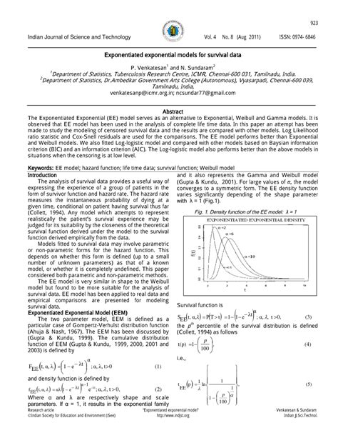 Pdf Exponentiated Exponential Models For Survival Data