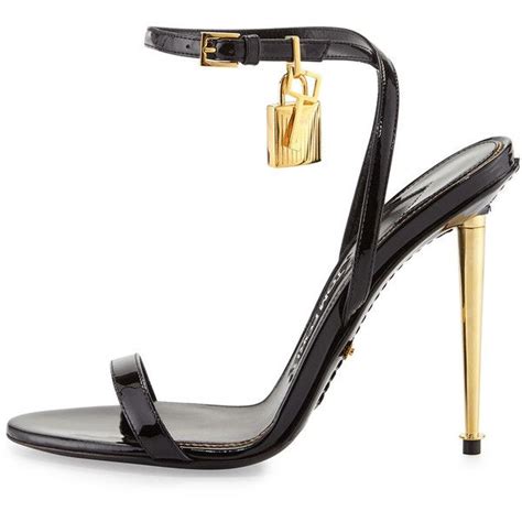 Tom Ford Lock Ankle Wrap Patent 110mm Sandal