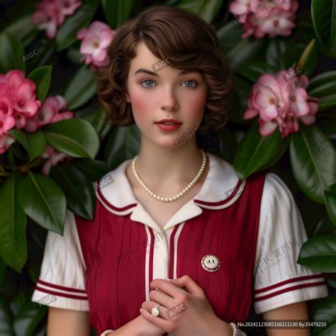 Ai创作图写实少女 照片级写实 写实人物 蔷薇花下的女孩 蔷薇花下的少女 粉红色的超现实主义奇幻 Cgi艺术品 欧美大花 高贵夫人头像 粉色花园风 写实古典 复古学生装 粉红色连衣裙衬衫