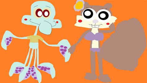 Squidward And Sandy Holding Hands Again By Falconlobo Fanart Central