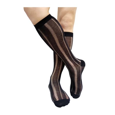 시스루 스트라이프 남성 드레스 정장 양말 무릎 높이 블랙 정장 섹시 란제리 스타킹 긴 튜브 양말 패션 비즈니스 Aliexpress