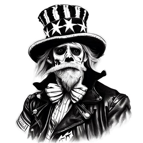 Skeleton Uncle Sam Wearing American Flag Top Hat · Creative Fabrica