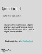 Speed Of Sound Lab Liva Ppt Pdf Speed Of Sound Lab Objective To Measure The Speed Of Sound In
