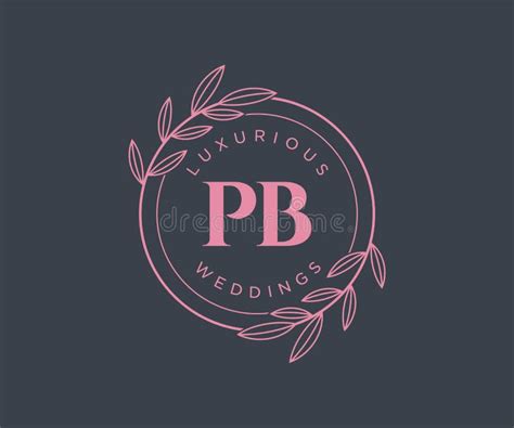 Pb Initials Letter Wedding Monogram Logos Template Hand Drawn Modern Minimalistic And Floral