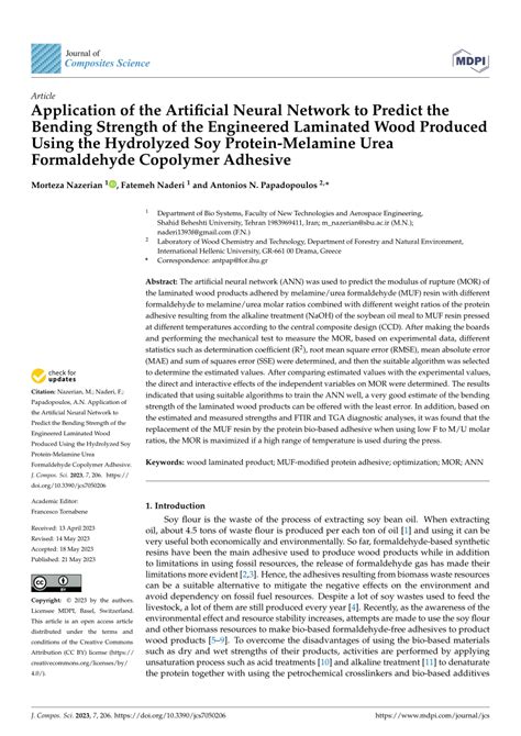 Pdf Application Of The Artificial Neural Network To Predict The Bending Strength Of The