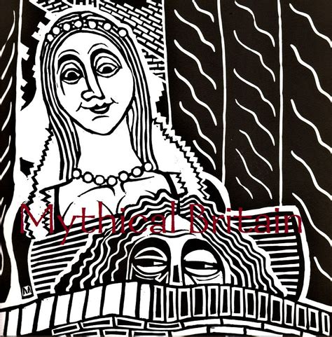 Sir Gawain And Lady Bertilak Original Linocut Book Illustration