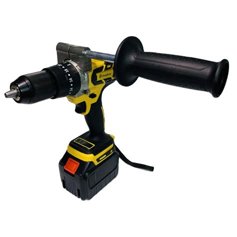 Yellow High Power Lithium Brushless Impact Drill Rechargeable Cordless