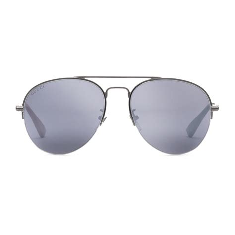 Gucci Aviator Metal Sunglasses Dark Ruthenium Gucci Eyewear