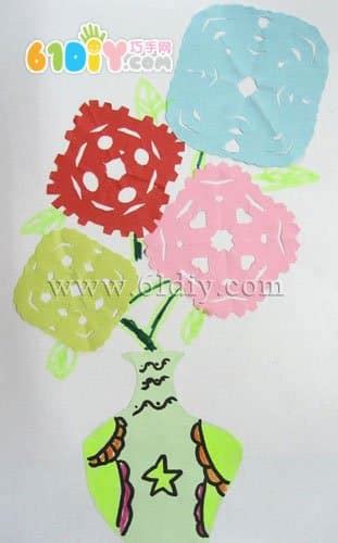 儿童手工作品——剪纸花瓶巧手剪纸巧巧手幼儿手工网
