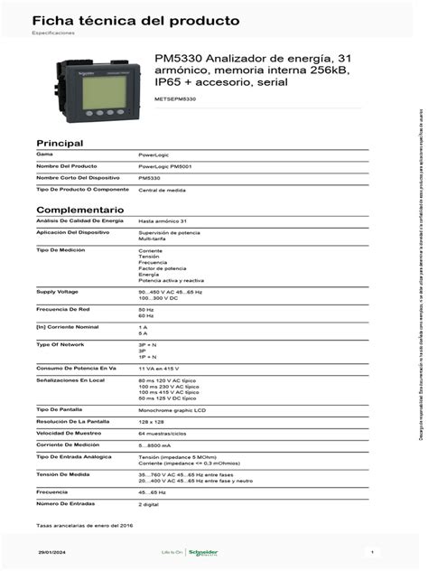 Schneider Electric Pm5000 Series Metsepm5330 Pdf Energia