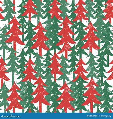 Seamless Festive Pattern With Red And Green Christmas Trees And