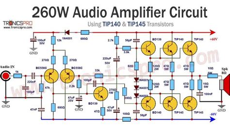 260W Amplifier Circuit Diagram Using TIP140 TIP145 Min Circuit Diagram Amplifier Audio