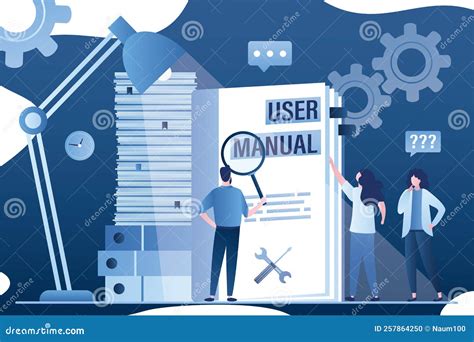 user manual concept banner business people reading guide instruction or textbook office