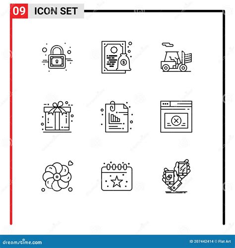 Set Of 9 Commercial Outlines Pack For Office Document Outline Attachment T Stock Vector