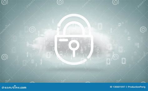 Binary Cloud With Internet Security Padlock 3d Rendering Stock
