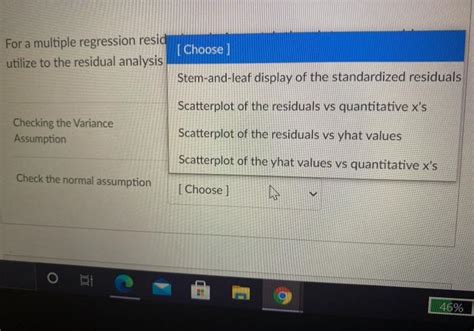 solved for a multiple regression residual analysis match