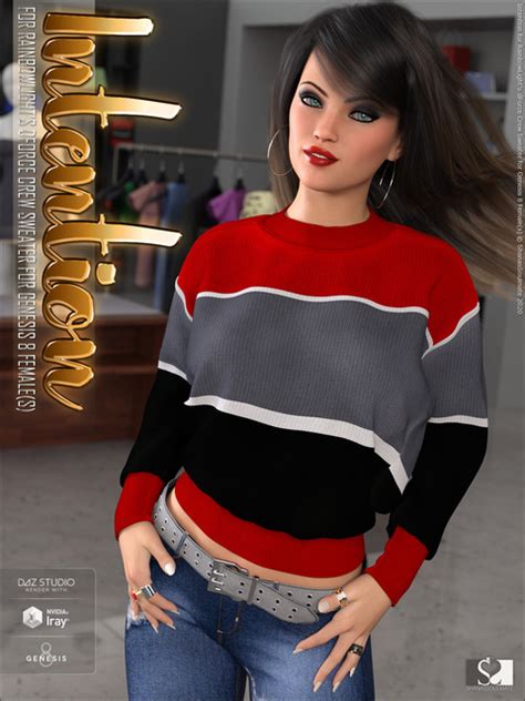 FILLED Intention For DForce Crew Sweater For Genesis Female S Free Daz D Models