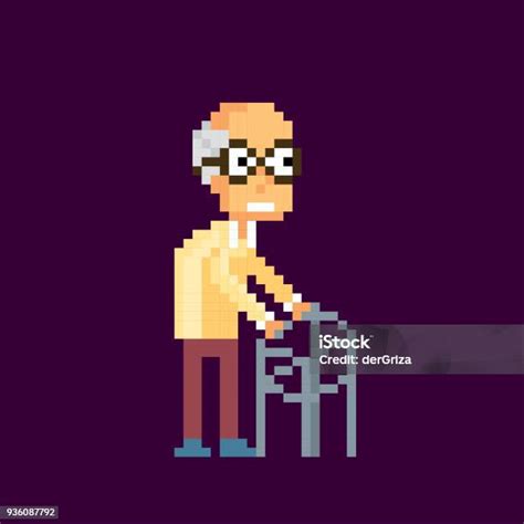 세 신사는 워커와 함께 걷고입니다 Pixelart 아이콘입니다 구식 컴퓨터 그래픽 스타일입니다 로고 스티커 웹 모바일 응용