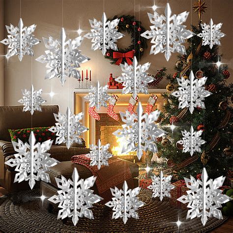 Geegoods 18pcs Christmas Hanging Snowflakes Decorations 3d