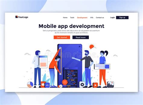 Flat Modern Design Of Website Template Mobile App Development Stock