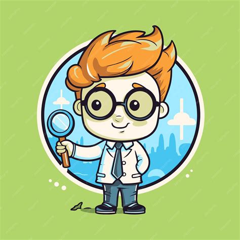 Premium Vector Scientist Boy Holding Magnifying Glass Cartoon