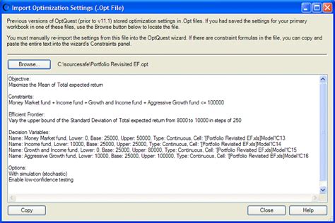 Transferring Settings From Opt Files