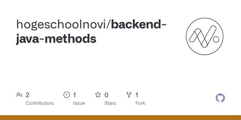 Github Hogeschoolnovibackend Java Methods