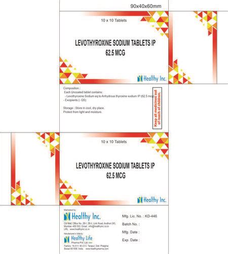 Thyroxin Sodium Tablets 62 5 Mcg 10x10 Tablets Pack At Best Price In