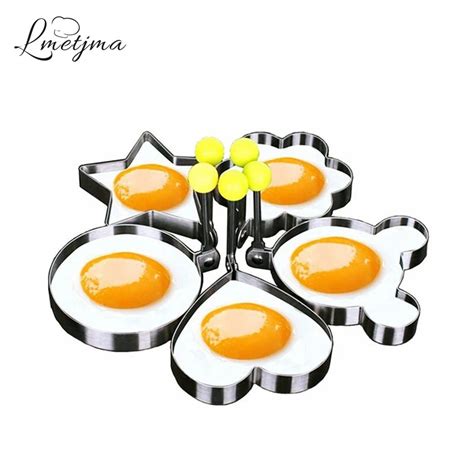 Lmetjma 5pcsset Fried Egg Mold Stainless Steel Egg Ring Shaper Pancake