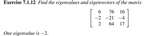 solved exercise 7 1 12 find the eigenvalues and eigenvectors