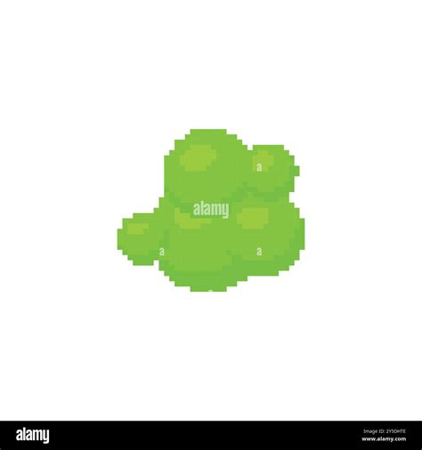 Pixel Art Green Bush Illustration Minimalistic Bush Design In Retro