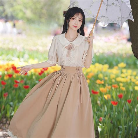 청춘교복 [개화기의상대여] 썸베이지 투피스 반팔 졸업사진 컨셉 경성의복 대여 위시버킷