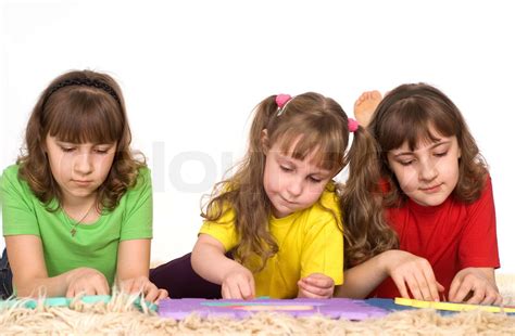 Three Girls Playing Stock Image Colourbox