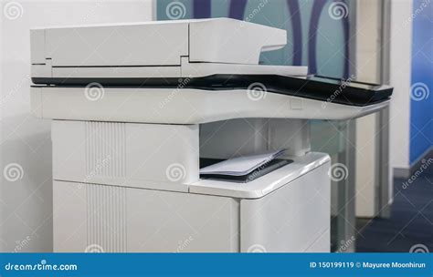 Multifunctional Office Printer For In Scanning Printing Documents At Workplace Stock Image