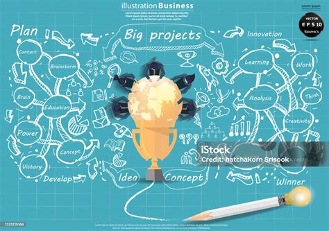 그림 Businessdesign 아이디어와 개념은 창의성을 생각합니다 성공을 위해 계획 생각 검색 분석 의사 소통 미래 지향적