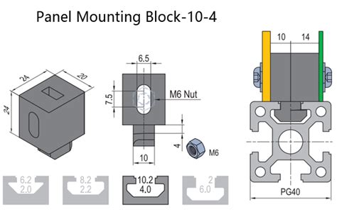 Panel Mounting Block Rt Aluminum Profile