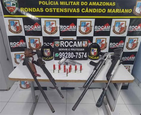 Em Iranduba PMAM Apreende Cinco Armas De Grosso Calibre E Prende Dois