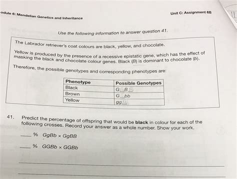 [solved] unit c assignment 6b odule 6 mendelian genetics and