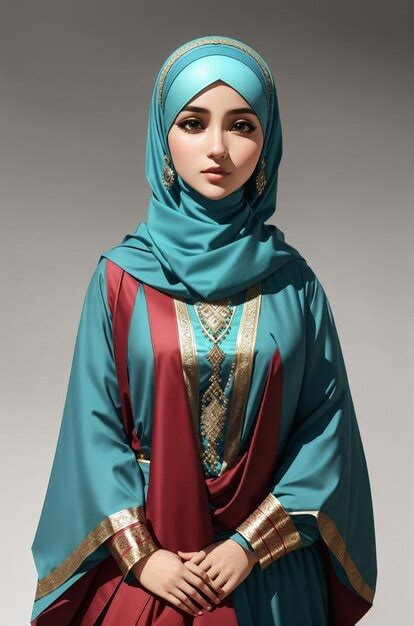 Premium Ai Image A Beautiful Woman With A Blue Hijab And Blue Clothes