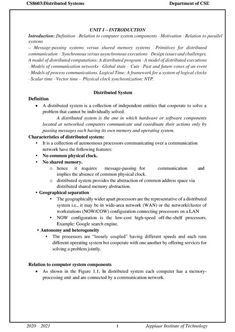 Unit I Introduction Introduction Definition Relation To Computer System Components A Model