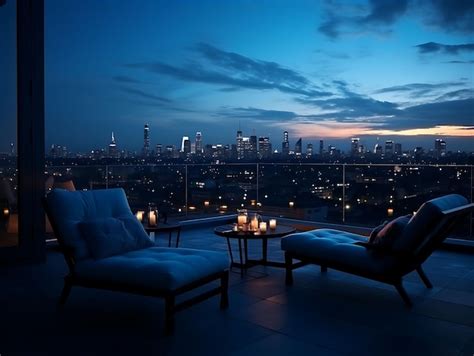 Premium Ai Image Photo Of Urban Rooftop Telescope Blue Hour Hues