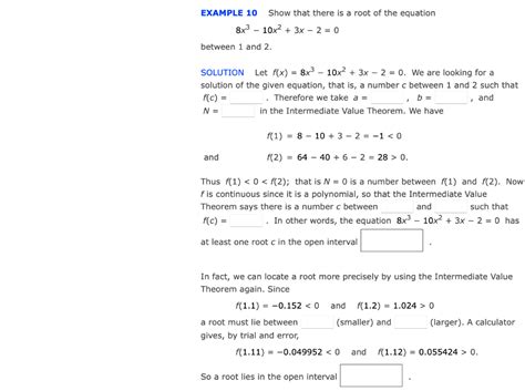 Solved EXAMPLE Show That There Is A Root Of The Equation Chegg