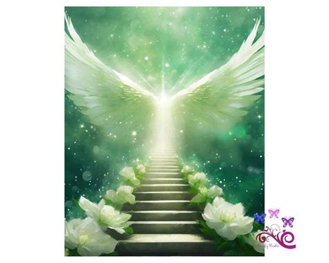 Light Green Heaven Background With Angel Wings Png Memorial Image