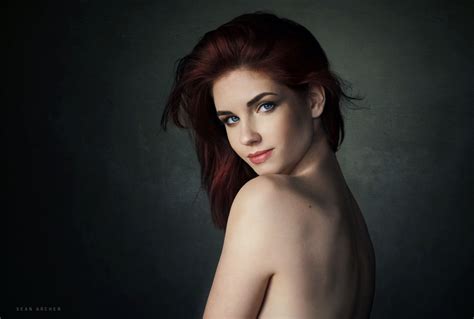 Wallpaper Sean Archer Si Rambut Merah Mata Biru Wanita Model