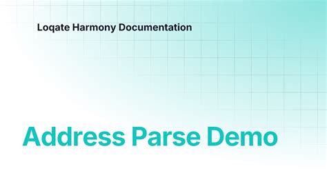 Address Parse Demo Loqate Harmony Documentation