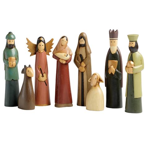 Indonesian Nativity Set Hand Carved Folk Art Nativity Serrv