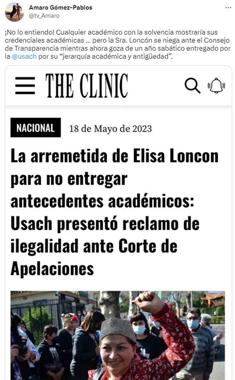 ¿qué Dijo Amaro Gómez Pablos Sobre Elisa Loncón Por Su Año Sabático