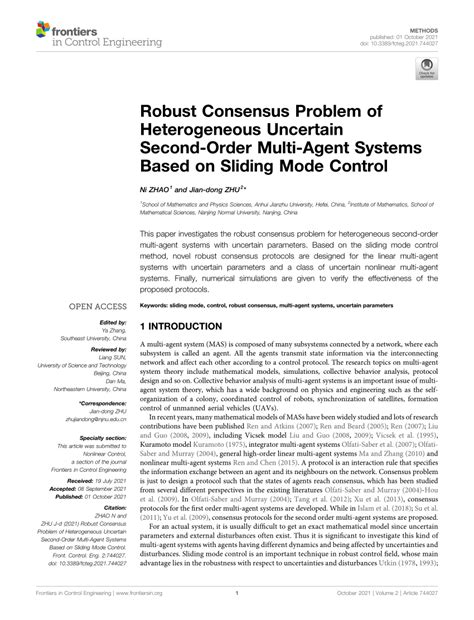 pdf robust consensus problem of heterogeneous uncertain second order