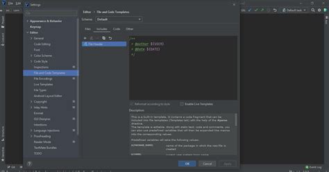 intellij how to add author comment to every new class